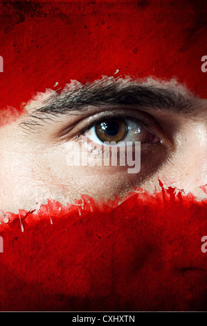 A fan with Austria flag face paint waits for the start of the World Cup ...