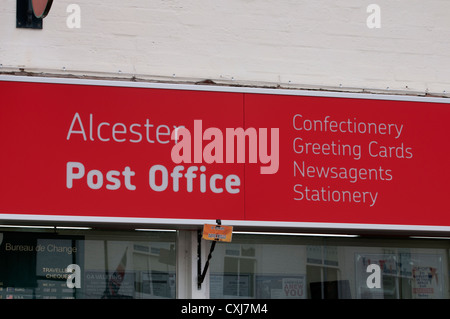 Alcester post office sign, Warwickshire, UK Stock Photo - Alamy