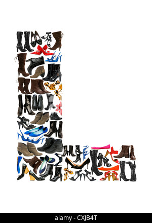 Font made of hundreds of shoes - Letter B Stock Photo - Alamy
