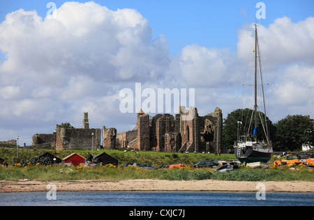 Visitors at Lindisfarne Priory, Holy Island Northumberland UK; 7th ...