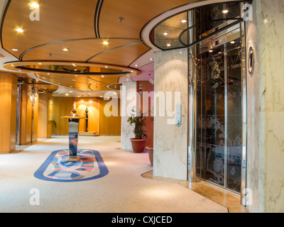 Glass Elevator Bank Foyer, Radiance of the Seas Cruise Ship Stock Photo ...