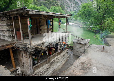 Kalash village of Balanguru, Rumbur Valley, Chitral, Khyber-Pakhtunkhwa ...