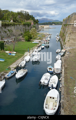 Boat harbour by Paleo Frourio (Old Fortress), Corfu Old Town, Kerkyra ...