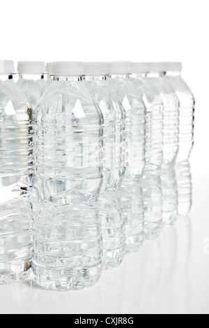 Unlabeled transparent bottle full of pure fresh water, a healthy ...