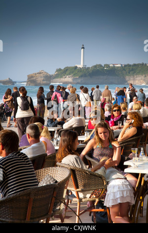People in the beach promenade. Biarritz. Pyrénées-Atlantiques Stock ...