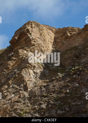 Cliffs with blue sky, Watergate Bay, Cornwall, UK Stock Photo - Alamy