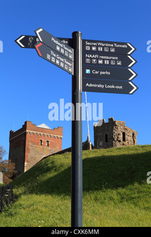 Dover Castle signpost with directions to visitor attractions Stock ...
