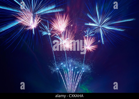 Beautiful salute and fireworks with the black sky background Stock ...