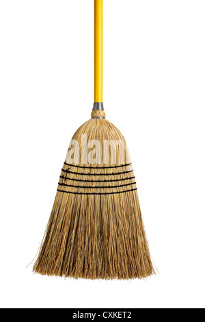 sponge and string mop with a straw broom Stock Photo - Alamy