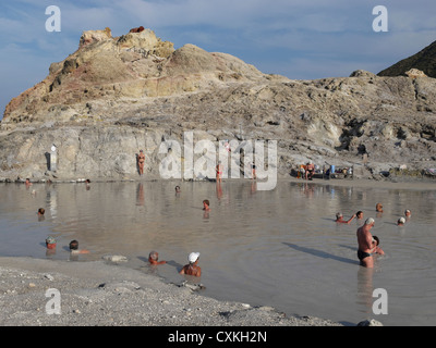 The sulphur mud baths on Vulcano, Aeolian Islands, Sicily, Italy Stock ...