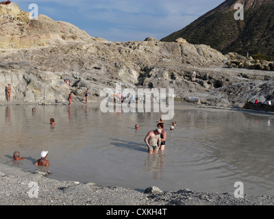The sulphur mud baths on Vulcano, Aeolian Islands, Sicily, Italy Stock ...
