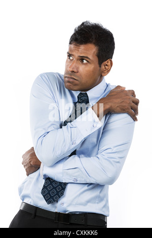 Scared man on white background, full body Stock Photo - Alamy