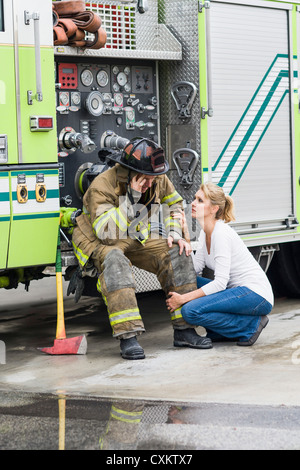 Boyfriend comforting worried nervous girlfriend attend dentist frowning ...