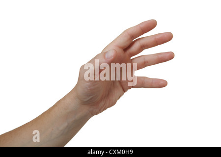 Throwing / reaching. Male hand gesture on plain white. Cut Out Stock ...