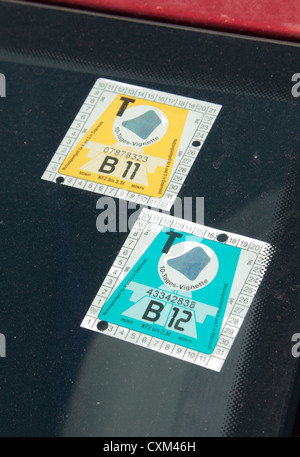 Austrian car Vignette road toll Stock Photo - Alamy
