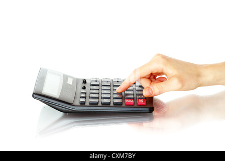 calculator keypad with finger isolated on white Stock Photo - Alamy