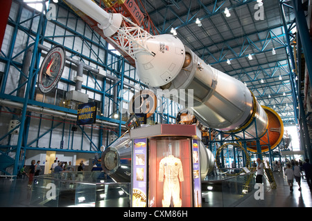 apollo command module on a saturn five rocket at the apollo saturn v ...