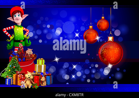 christmas elves with lots of gifts Stock Photo - Alamy