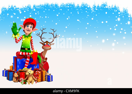 christmas elves with lots of gifts Stock Photo - Alamy