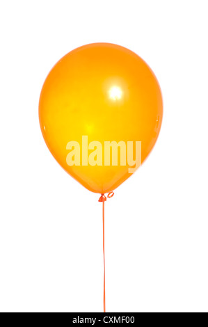 Single yellow balloon on a white background Stock Photo - Alamy