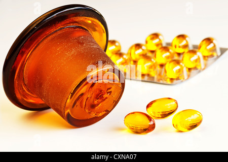 Salmon oil pills Stock Photo - Alamy
