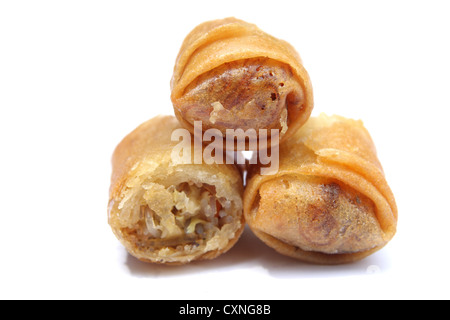 Chinese spring rolls on white background Stock Photo - Alamy