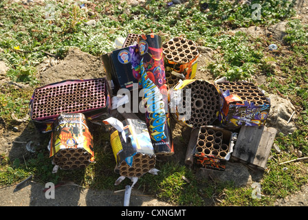 Remains of used fireworks Stock Photo - Alamy