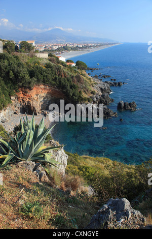 Italy, Calabria, the Carpino bay and the beach of Scalea Stock Photo ...