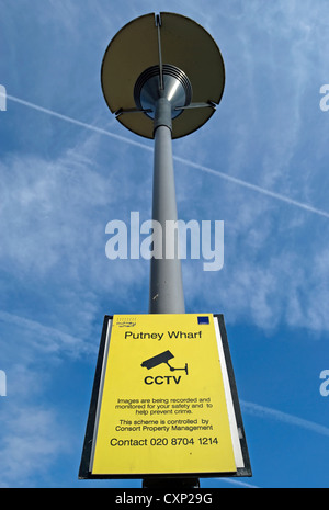 cctv warning sign, putney wharf, putney, southwest london, england ...