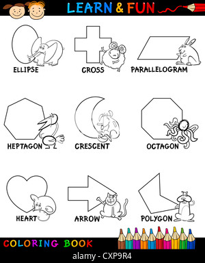 Cartoon Geometric Shapes coloring page Stock Photo - Alamy
