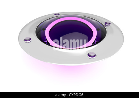 unidentified flying object isolated on red background Stock Photo - Alamy