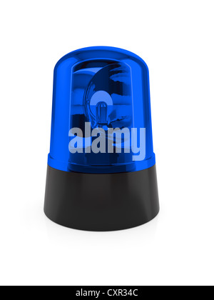 3d render of blue flashing light on a white background Stock Photo - Alamy