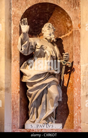Statue of Paul the apostle into a niche in the Archbasilica of St. John ...