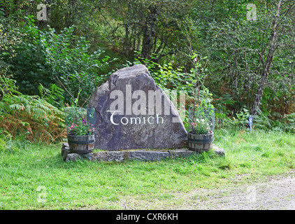 Sign outside of Tomich a Victorian model conservation village Inverness ...