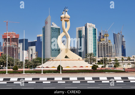 Oryx Roundabout, Doha, Qatar, United Arab Emirates, Middle East Stock ...