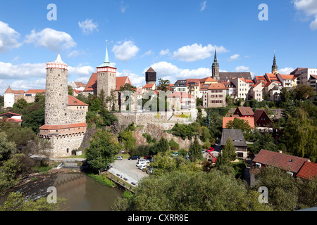 View towards the historic town centre, Bautzen, Budysin, Lusatia, Upper ...