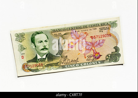 Costa Rica 5 Five Colones Bank Note Stock Photo - Alamy