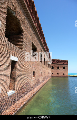 Fortress walls and moat at Fort Jefferson and the Dry Tortugas National ...