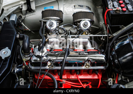 View of the engine compartment of a classic Volvo Amazon 120 Stock ...