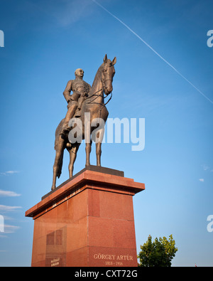 Hungary Budapest Artúr Görgey equestrian statue sunset sky Stock Photo ...