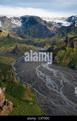 Krossá River in the valley of Þórsmoerk, Thorsmoerk, Suðurland ...