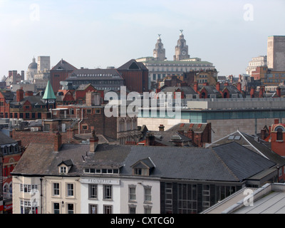 Liverpool skyline rooftop view with buildings in England in United ...