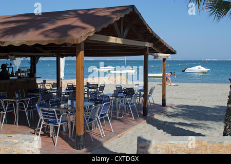 Beach Bar on the promenade at Los Alcazares in the region of Murcia ...