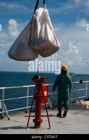 recyclable garbage transfer at CGG Alize seismic vessel. In Brazil all ...
