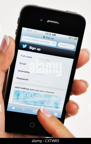 iPhone - Twitter sign up Stock Photo - Alamy