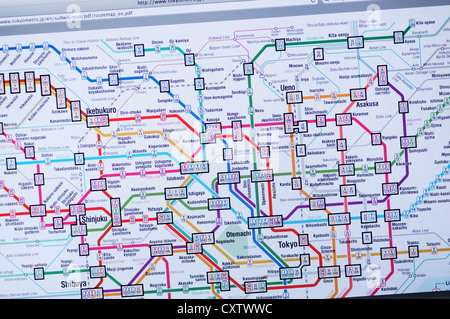 Tokyo metro website - subway map information Stock Photo - Alamy