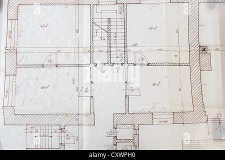 Architectural plans of the old paper tracing paper and file with the ...