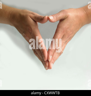 Close up of hands making triangle, Paradise Island, Nassau, Bahamas ...