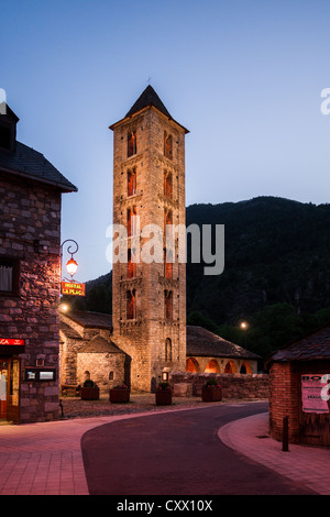 A vertical shot of the Romanesque bell tower of the Cathedral of Saint ...