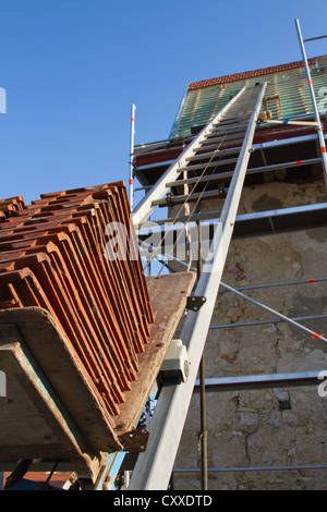 Roofing, brick elevator Stock Photo - Alamy
